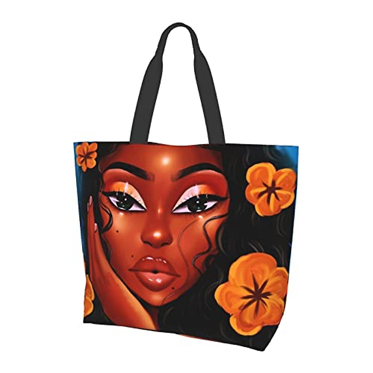 YBSJDQ African American Woman Tote Bags Shoulder Bag Afro Black Girl Magic Satchel Handbags For Shopping,Work,Gym,Gift Bag Tote Bag