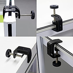 Jersvimc Universal C-Clamp with 1/4" & 3/8" Thread Hole, Aluminum Metal Adjustable Screw C Clamp Bracket for Desktop Desk Table Bench Chair Monitor