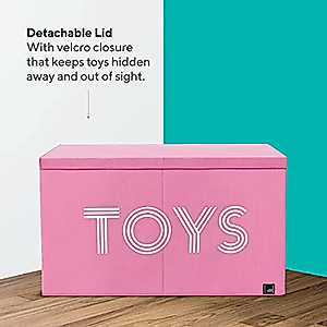 Mindspace Kids Toy Storage Organizer - Large Toy Chest for Girls - Big Toy Box for Girls, Boys, Baby, Toddler - Stuffed Animal, Baby Doll, Toy Storage Bins for Playroom Organization and Storage, Pink