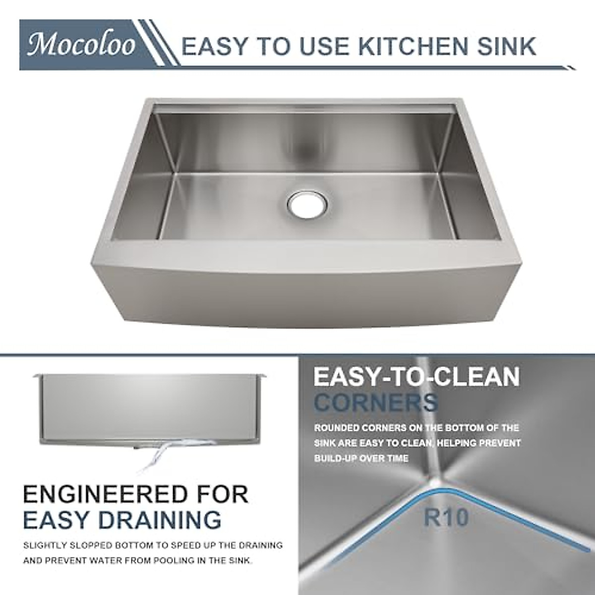 30 Farmhouse Sink Workstation - Mocoloo 30x22 Inch Farm Sink Apron Front Ledge Workstation Stainless Steel 16 Gauge Single Bowl Deep Kitchen Sinks