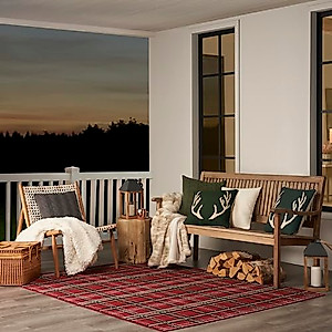 Nourison Grafix Red 7' x 10' Area Rug, Modern, Plaid, Bed Room, Living Room, Dining Room, Kitchen, Easy Clean, Non Shedding (7x10)