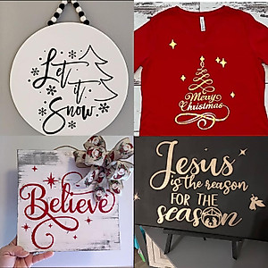 Christmas Welcome Stencils for Painting on Wood,Let It Snow Stencil for Porch Sign Merry Christmas Believe Snowman Drawing Templates for Shirts Pillow Cover Door Hanger Decor（11/12p）