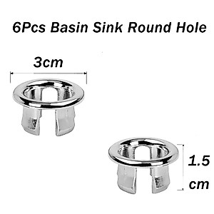 Alovexiong 6 Pack Bathroom Basin Sink Round Hole Trim Chrome Overflow Cover Rings Hole Insert in Cap Hollow Ring Triangle for Hole Diameter Replacement Ceramic Pots for Home,Sink,Bathroom,Kitchen