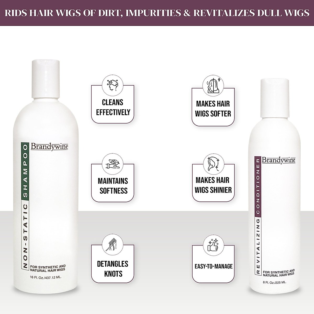 Brandywine Non Static Shampoo 16 Ounce & Revitalizing Conditioner 8 Ounce, Value Pack