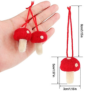 Felt Mushroom Christmas Mushroom Decorations Xmas Hanging Ornament Christmas Tree Ornament Decorations for Wedding Holiday(12 Pieces)