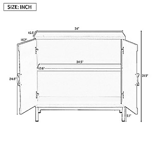 Hlcodca Simple Accent Storage Cabinet with 2 Doors and Adjustable Shelves, Solid Wood Buffet Sideboard Sofa Table with Metal Leg Frame for Living Room Entryway Dining Room (Black@a)