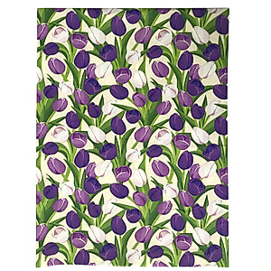 Qililandiy 100% Cotton Tulip Flower Cotton Fabric Quilting Fat Quarter Bundles Patchwork Fabric for Sewing DIY Crafts (1.45 Yard x 1.09Yard)