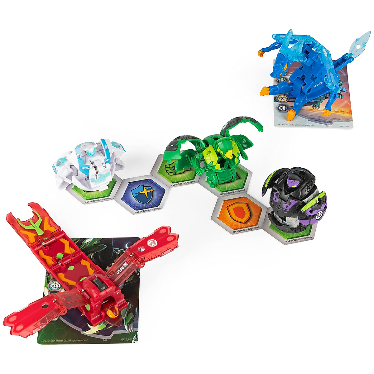 Bakugan Geogan Brawler 5-Pack, Exclusive Hyenix and Insectra Geogan and 3 Collectible Action Figures