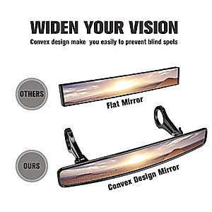 UTV RearView Mirror, ISSYAUTO 15" Ultra Clear SXS UTV Mirror with 1.75" Clamps and Convex Design Compatible with Polaris RZR 800 900 1000 Turbo PRO XP, Pioneer 1000, Arctic Cat Wildcat(2023+)