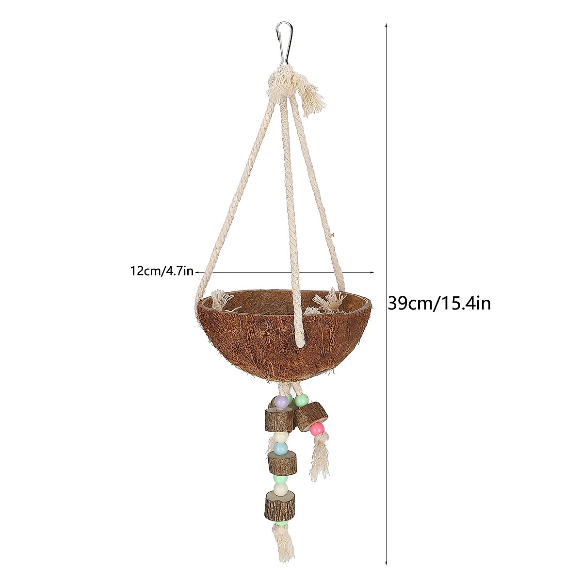 Syuanmuer Parrot Coconut Shell Swing, Hanging Bed Coconut, Bird Nest Shell Swing, Birdhouse Cage Swing Toys for Parrot Parakeet Lovebird Finch Canary.