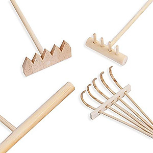 Zen Sandbox Rake 4-Pieces Kit Micro Landscape Decoration Sand Table Bamboo Rake Smoothing Hand Tools Combo Landscape Sand Rakes Feng Shui Gardening Supplies for Home Office