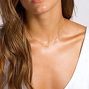 Jewelry Affairs 14k Real Solid Gold Box Style Chain Necklace, 0.6mm (20 Inches, Yellow Gold)