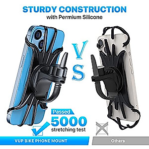 VUP Bike Phone Mount Detachable, Universal Bicycle Phone Holder with 360° Rotatable Silicone Mount for iPhone 14/13/Pro Max/Pro/mini/12/11/Xs/Max/Xr/X/7/8/Plus and 4.0''~6.7'' Cellphones