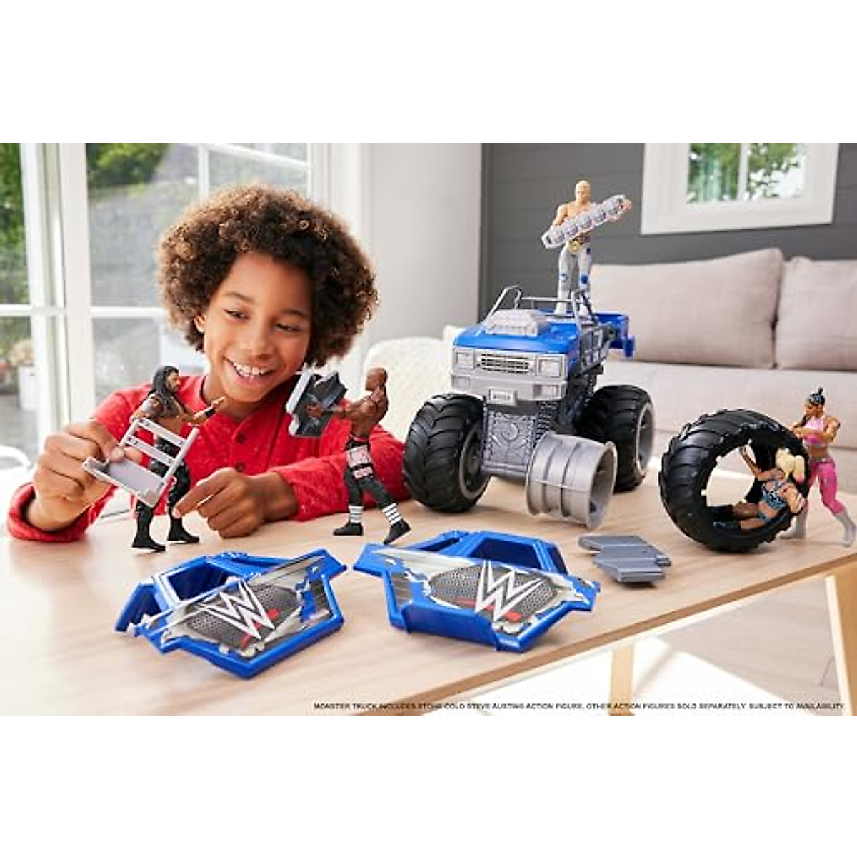 Mattel WWE Action Figure & Vehicle Playset, Wrekkin Slam Crusher Monster Truck with 8 Breakaway Parts