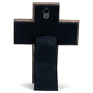 Lighthouse Christian Products Crown of Thorns Rough Woodgrain 7 Inch Cast Stone Cross Figurine