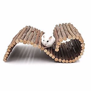 Hermit Crab Climbing Toys, Wooden Hermit Crab Hideout, Reptile Tank Habitat Decor, Bendable Ladder Bridge Tunnel Toys for Lizard Chameleon Hamster Rats Chinchilla Guinea Pig Rabbit Bearded Dragon