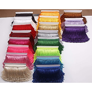 HEARTWISH Fringe Trim Lace Polyerter Fibre Tassel 4inch（″） Wide 10 Yards Long for Clothes Accessories and Latin Wedding Dress and DIY Lamp Shade Decoration Black (Gold)