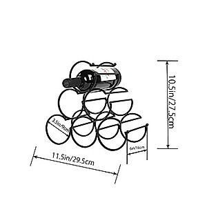 JHY DESIGN Iron Tabletop Wine Rack 11.5''x6''x10.5'' Rustic Wine Bottle Rack Storage Wine Shelf Freestanding Wine Holder Portable Wine Cabinet Mini Bar for Home Counter(6 Bottles Design Dia 3.5inch)