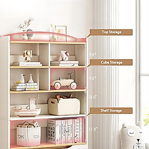 IOTXY Wooden Shelf Bookcase with Doors - 5-Tier Bookshelf with Storage Cabinet, Free Standing Display Rack, for Home Office, Living Room, Bedroom, White