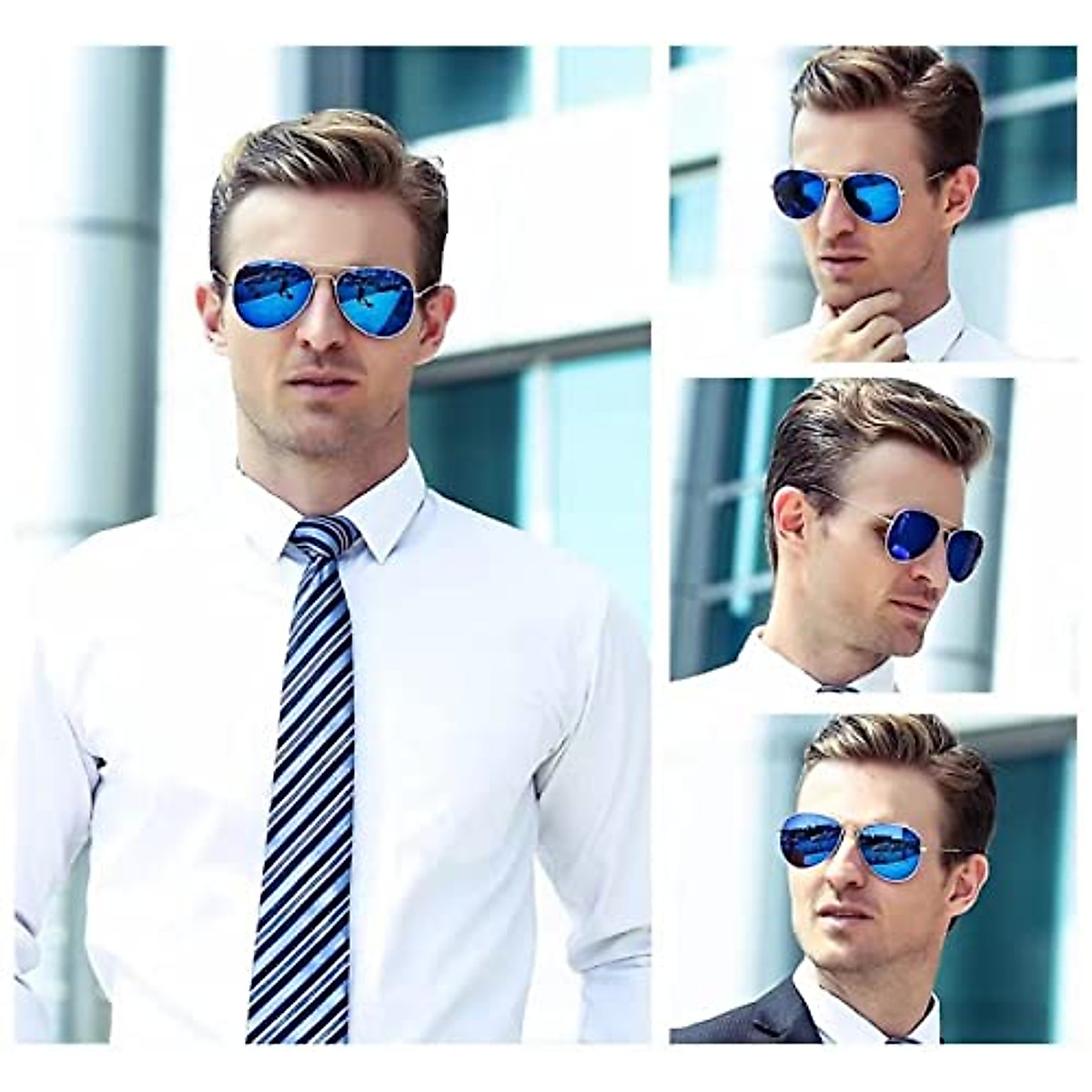 NLEYANB 10 Pieces Wholesale Classic Mirrored Flat Lens Aviator Party Sunglasses for Women Men UV400