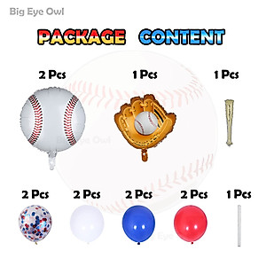 Baseball Balloons Birthday Party Supplies Decorations Glove Round Baseball Bat Theme Mylar Confetti Red and Blue white Foil Balloon Boy Baby Shower