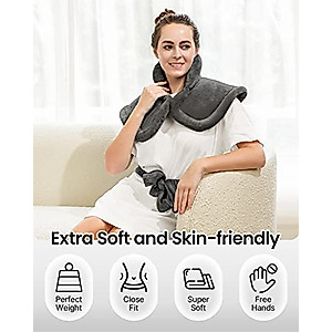 RENPHO Weighted Heating Pad for Back Pain Relief, 24"x33'' Electric Heat Pads for Neck and Shoulders, Fast-Heating, Auto Shut Off, Gifts for Women, ETL Certified, Gray