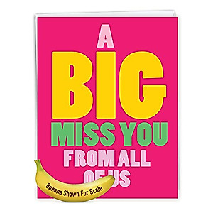 NobleWorks - Jumbo Loving Miss You Greeting Card with Envelope (Big 8.5 x 11 Inch) - Big, Bold Letters, Thinking of You Card from All of Us - A Big Miss You J2733MYG-US