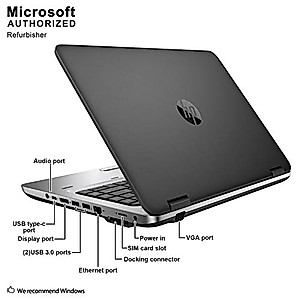 HP ProBook 640 G2 Laptop, 14-inch HD Display, Intel Core i5-6300U Up to 3.0GHz, 8GB RAM, 256GB NVMe SSD, Display Port, Wi-Fi, Bluetooth, Windows 10 Pro (Renewed)