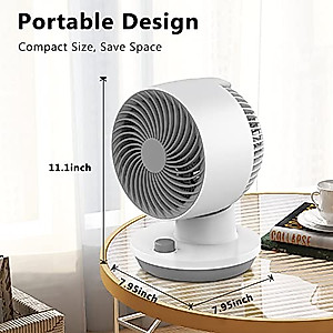LifePlus Air Conditioner Fan, 90° Tilt & 52° Oscillating Fan with 3 Wind Speeds, 8 Inch Quiet Air Circulator Fan Powerful Airflow, Portable Personal Fan for Room Office Dorm