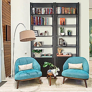 Jahof 6-Layer Industrial Bookshelf, Bookcase with 2 Doors, Standing Storage Cabinet for Living Room, Home Office, Bedroom, Washroom, Kitchen (6-Tier, Black)