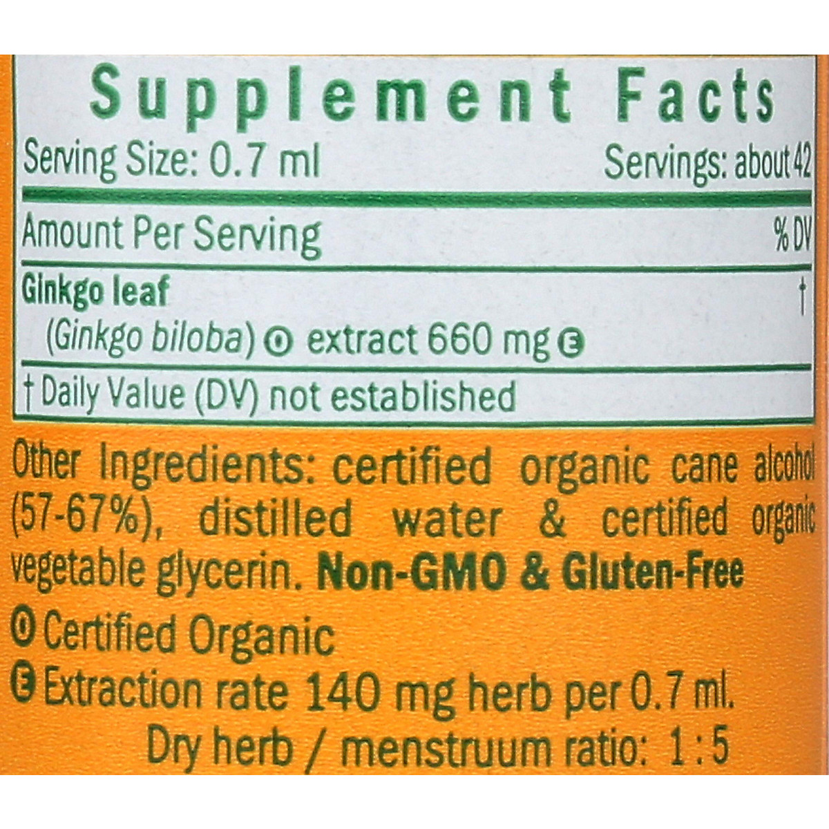 HERB PHARM Organic Ginkgo Extract, 1 FZ