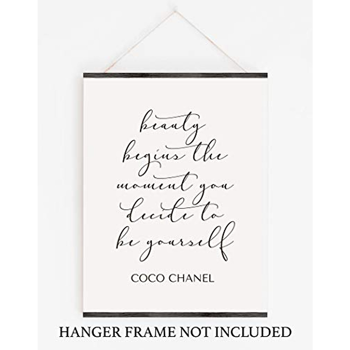 ‘Beauty Begins the Moment You Decide to be Yourself’ Coco Chanel Wall Art | 11x14 UNFRAMED Black and White Art Print | Contemporary, Positive, Inspirational, Famous Quotes, Encouraging Home Decor