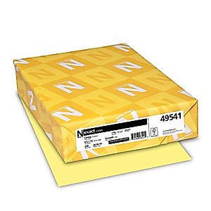 Neenah Paper Exact Index Card Stock, 110 lb Index Weight, 8.5 x 11, Canary, 250/Pack