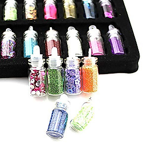 Extra Fine Glitter for Tumblers, Glitter and Sequins for Tumblers, Epoxy Tumbler Supplies 48 Pack Bulk Bottles Kit 5ml Each