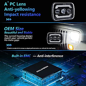 7x6 5x7 LED Headlights,120W Rectangular Headlight with w/DRL Turn Signal Hi/Low Sealed Beam H6054,Headlamps Compatible with Jeep Cherokee XJ Wrangler YJ Ford Chevy GMC Toyota Nissan