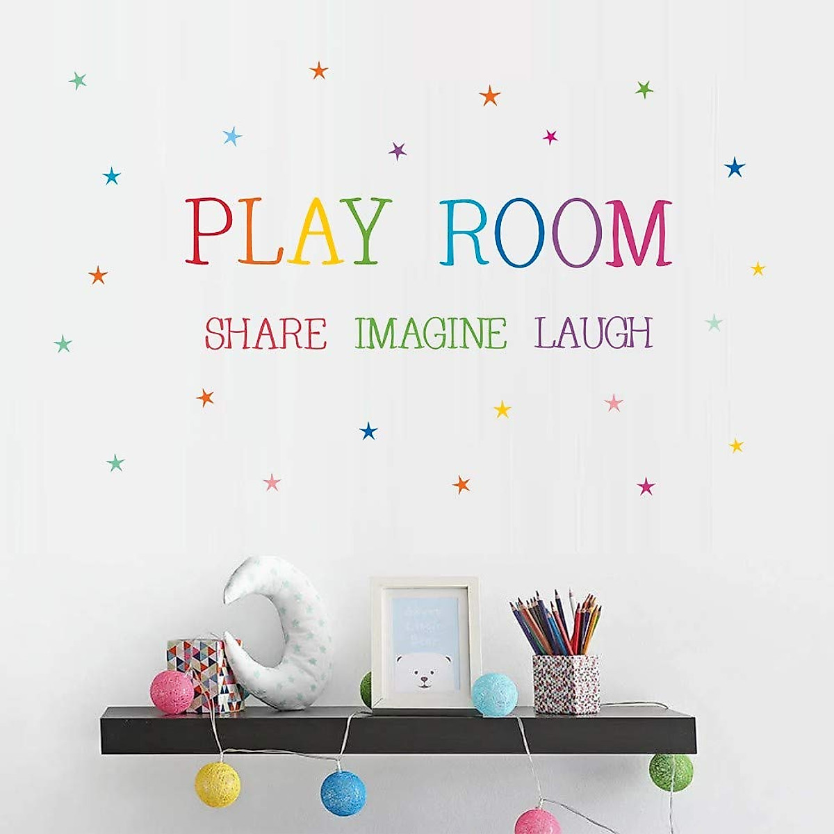 Colorful Playroom Wall Sticker - Share Imagine Laugh