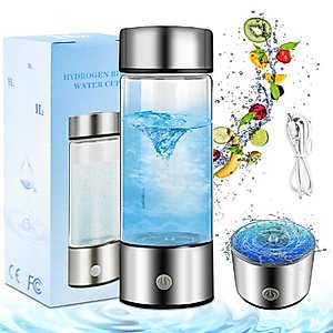 Hydrogen Water Bottle Generator (420ml 3-Minute) Quick Electrolysis, SPE/PEM Technology, Portable USB Charging Ideal for Home, Travel, Exercise, and Gifting (Silver)
