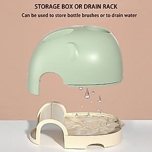 FOVNOT Baby Bottle Brush, Long Handle Silicone Bottle Brush Baby Bottle Brush Set for Baby Breast Pumps, Nipples, Breastmilk Storage Bag, Reusable Straws, Sippy Cups Bottle Brush with Stand