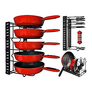 CKoishx Pot Organizer Rack Kitchen Cabinet Pantry Pan and Pot Lid Rack Organizer Multi Tiers Pot Frying Pan Lid Storage Rack Organizer Pot Pan Storage Rack Cookware Stand Holder Cookware Stand Holder Shelves