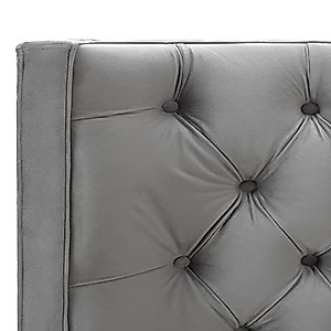 Jennifer Taylor Home Brooklyn Sleigh, King (U.S. Standard), Opal Grey Velvet