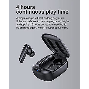 True Wireless Stereo Bluetooth Earbuds with Charging Case, Bluetooth 5.0 in-Ear Stereo Headphones, Built-in Mic, Premium Sound Earphones, Deep Bass, HiFi Audio, Sports Black