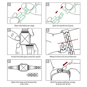 NewWays Compatible for Apple Watch Band Series 8 Series 7 41mm 40mm SE Series 6 5 4 3 38mm Jewelry Bracelet for iWatch Band Womens, Rose Gold Link with Black Leather