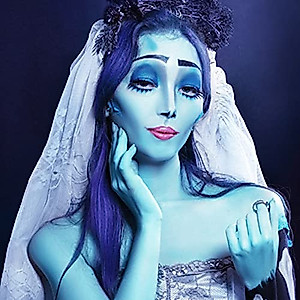 MEICOLY Blue Eyeshadow Palette,9 Colors Matte Glitter Eye shadow Palette,Metallic Silver Bright Waterproof Pressed Avatar Sally Makeup,Shimmer Pigmented Corpse Bride Eye Shadow for Halloween