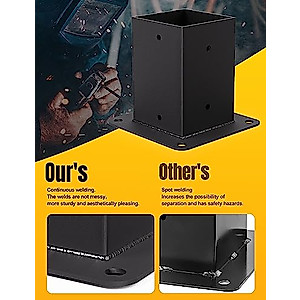 ZEKOO Pergola Kit Slotted Design Outdoor Pergola Brackets with End Cap Corner, 3-Way Right Angle Corner Bracket with 4 Post Base for Wood Lumber 4x4 (Actual: 3.5"x3.5")