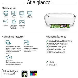 HP DeskJet 3630 Wireless All-in-One Printer, Works with Alexa (F5S57A)