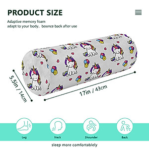 Vnurnrn Unicorns Neck Support Pillow Round Neck Roll Bolster Cylinder Pillow Cervical Pillows Body Pillow for Leg Knee Back Head Support for Work Women Men Traveling Headrest