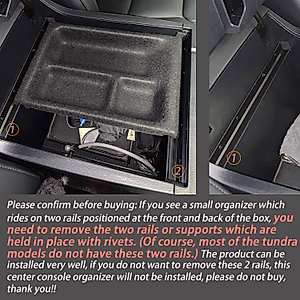 JDMCAR Compatible with Toyota Tundra Accessories 2014-2021 Center Console Organizer, Insert ABS Black Materials Tray, Armrest Secondary Storage Box - Full Tray