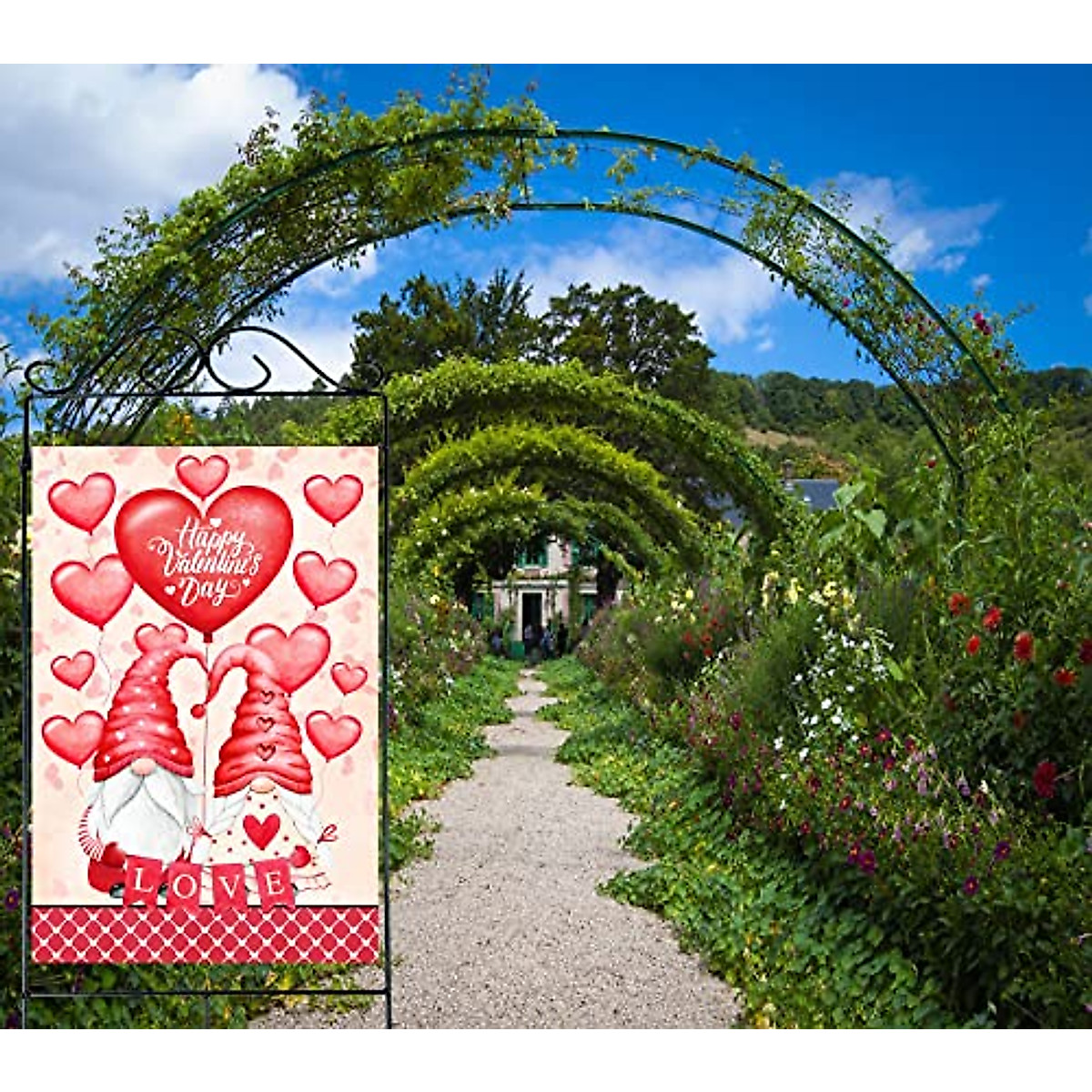 Akeydeco Valentine's Day Flag,28x40 Inch Valentine's Heart Garden Flag with Two Grommets Double Sided Printing 2 Layer Burlap Valentine Flags for Your Valentine's Day Decoration