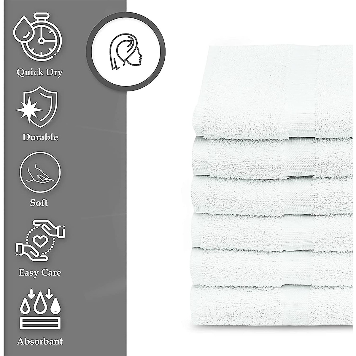 GOLD TEXTILES 60 Pack Economy White Bath Towels Bulk (22x44 Inches) Cotton Blend Multi-Purpose Hotel Towel for Commercial and Home Use – Lightweight, Easy Care & Quick Drying Towels