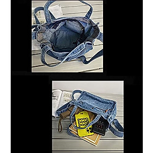 Denim Cowboy Bag Unisex Vintage Cowboy Hobo Handbag Shoulder Bag Travel School Office Bag B-Dark Blue